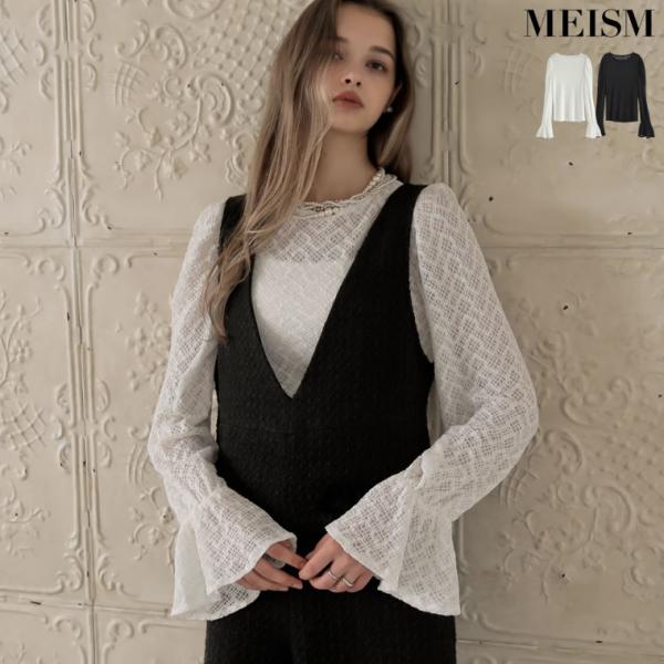 【発売日：2026年03月12日】[MEISM by Re:EDIT][2025AW PRE ORDER]レースクルーネック袖フリルブラウス※サイズ実寸・素材についてはサイズ表（画像）をご確認ください。■商品仕様■伸縮性：あり/透け感：あり...