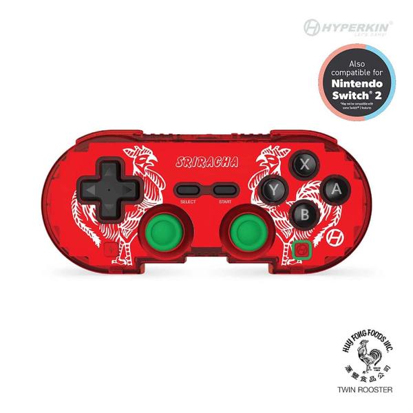 シラチャーソース公式「Twin Rooster」デザインを採用した限定Bluetoothコントローラー。レトロなピクセルアートと高い操作性を兼ね備えたコレクター向けモデルです。鮮やかなレッドカラーと双鶏ロゴをモチーフにしたデザインが特徴で、...