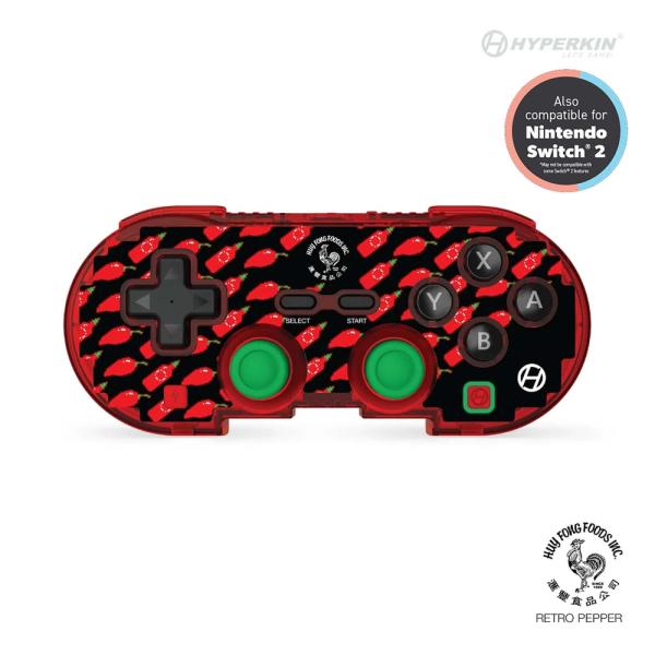 レトロゲームを思わせるドットアート風デザインが魅力の限定Bluetoothコントローラー。人気ホットソース「シラチャー」をモチーフにした遊び心あるデザインで、コレクション性も抜群です。左右対称スティックや押しやすいボタン、安定感のあるトリガ...
