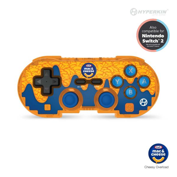 人気食品ブランド「Kraft Mac &amp; Cheese」公式デザインを採用した限定Bluetoothコントローラー。レトロなピクセルアートと快適な操作性を兼ね備えた、遊び心あふれるモデルです。オレンジとブルーを基調としたポップなデザ...