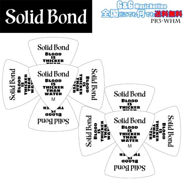 Solid Bondのロゴと「血は水より濃い」という意味で人と人との深いつながりを表した”Blood is Thicker Than Water”の文字がデザインされたトライアングル・タイプのピックです。ポリアセタール素材のホワイト・カラー...