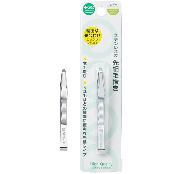 眉毛等の細部に便利な幅約2mmの先細タイプ 精密な先合わせでお肌に安心な仕上がりです。先端がフラットで細かく短い毛や太い毛もしっかりつかめます。握りやすさを考えた手が疲れにくく使いやすい形状のグリップ。商品全長：74mm商品重量：8gパッケ...