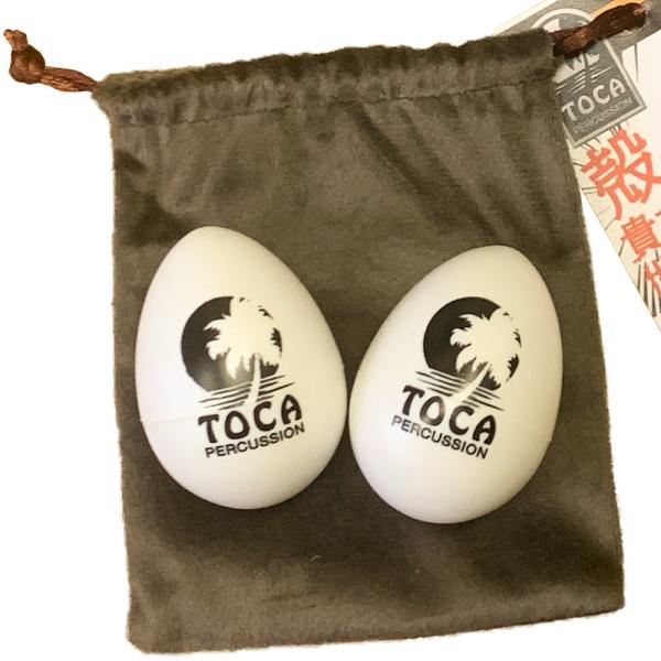 振ったら音がする、たまご型マラカス（エッグシェイカー）「殻を破れ、貴方の鼓動が世界の始まり」色：ホワイト 1個のサイズ　高さ：約57mm×直計：約40mm（1番大きい部分）