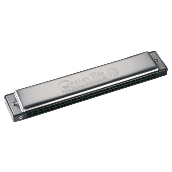 Ocean Starは、日本で使用されている複音ハーモニカと同じ音階配列になっています。　バルカンやアイリッシュ音楽などにも合います。　樹脂ボディ、24音階、C調