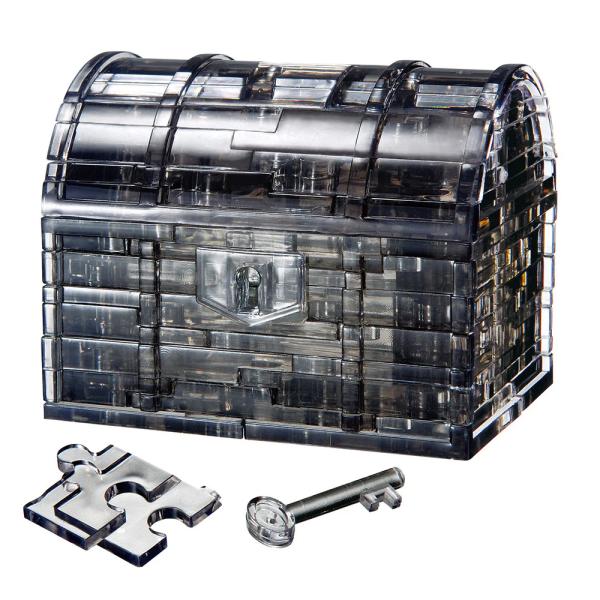 このパズルは透明ピースをくみ上げる立体ジグソーパズルです。完成すると、クリスタルのように美しく輝くインテリアとして楽しめます。重厚な煌めきを放つ黒い宝箱が出来上がります。該当ピース：52対象年齢：7歳以上パッケージサイズ：95×175×48...