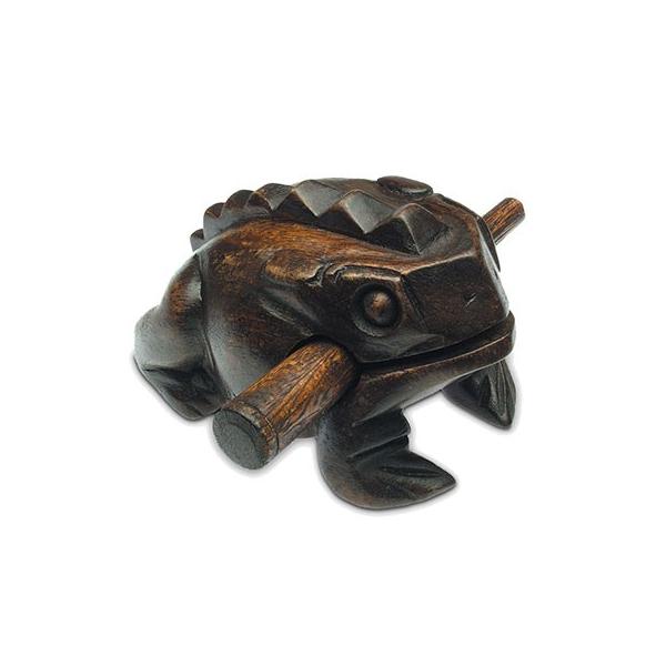 演奏すると蛙の鳴き声のようなサウンド,口にくわえた棒で演奏するギロ,材質:木製