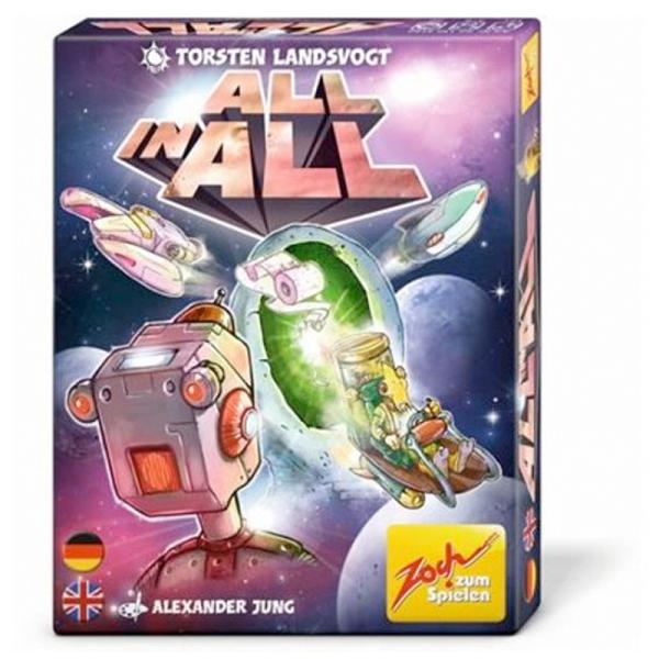 All in All / Zoch社 / Torsten Landsvogt作プレイ人数：3〜5人用対処ん年齢：10歳以上プレイ時間：約30分コレクターであるあなたは、宇宙を探索し宇宙の遺物を集めるゲームです。　すべてのポータルを数字順（昇...