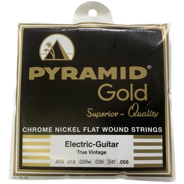 EG-Gold .013-.056 chrome-nickel flatwounds on round corePYRAMID Gold Electric Guitar Chrome Nickel Flat Wound Strings"ピラ...