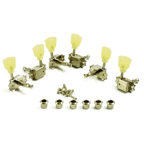 1956年後半から60年後半にかけてのギブソン中〜上級モデルの多くで採用されていた「1列刻印：ひとコブ・ツマミ」、ニッケル・メッキ仕様の“クルーソン・デラックス”復刻ペグです。ビンテージ・ギターの象徴的存在“レスポール・スタンダード”のサン...