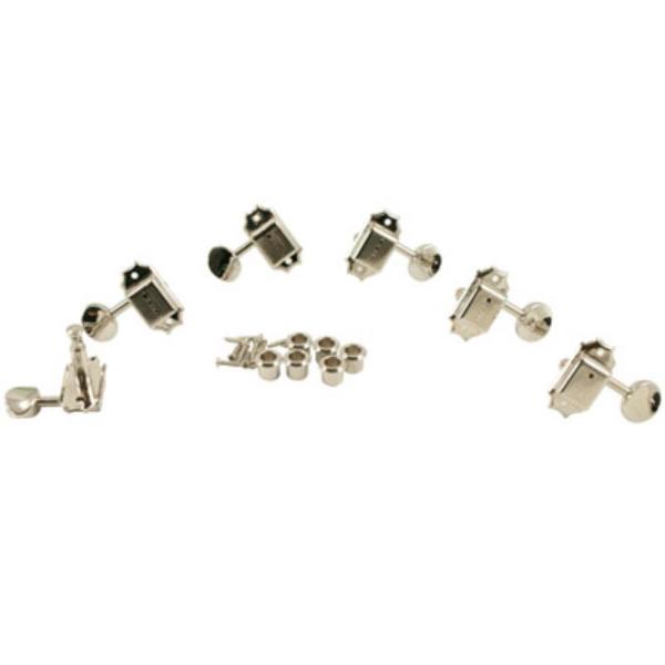 1956年後半から64年前期にかけてクルーソン社から出荷された“クルーソン・デラックス”金属製丸型チューニング・ノブ・スタイルの「1列刻印」、ニッケル・メッキ仕様の復刻ペグ。キー・ストーン型チューニング・ノブは基本的にギブソン独自の仕様でし...