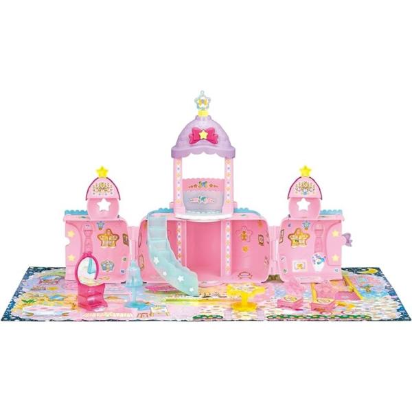 エレベーターつきのキャッスルでポケットメルちゃんたちとあそびましょ★まほうのかぎでキャッスルのとびらをひらこう！中央塔のかぎ穴にかぎをさして回すと、エレベーターが上下します。キャッスルであそべるすてきな小物がいっぱい！対象年齢：3歳以上