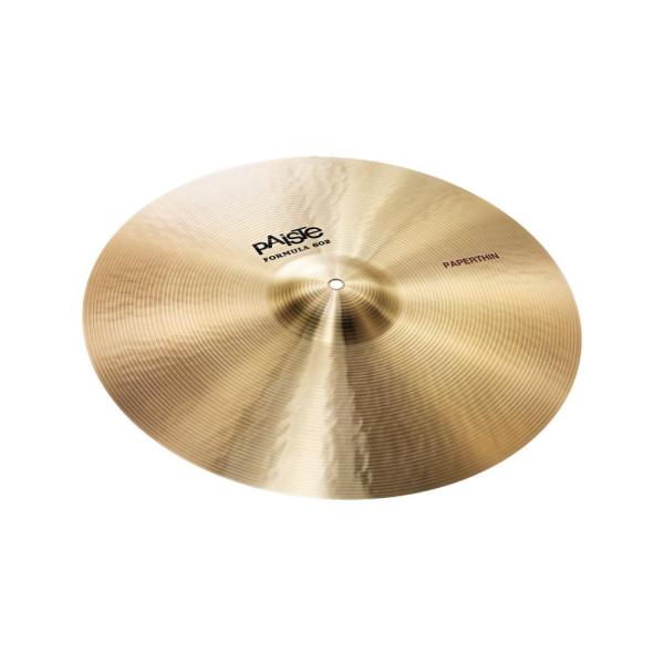 Paiste Formula 602 Classic シリーズ「Paperthin（ペーパー・シン）」は、空気感のある透き通るようなサウンドが特徴。非常に柔らかく紙のような感触で、マレット・ロールに適しています。軽いスティック、ブラシ、ロッ...