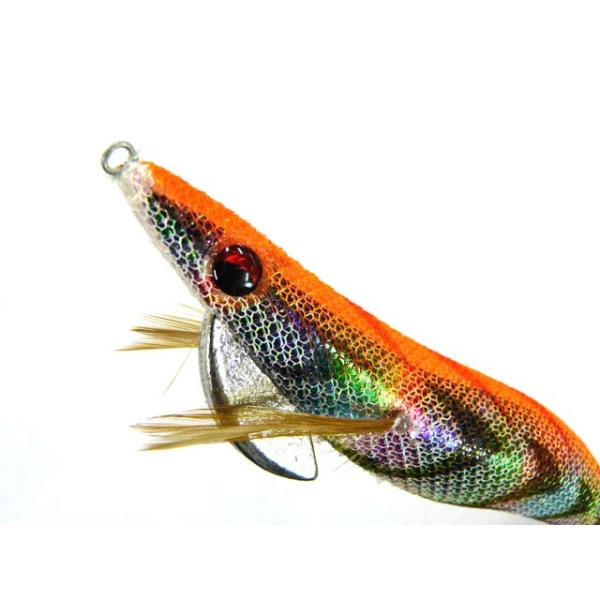 ラトル音とダートでイカに強烈アピール！ロッドアクションがダイレクトに伝わるアイ。水切れの良いシンカー。フッキング良くバレにくいフック。リアルアイを搭載。