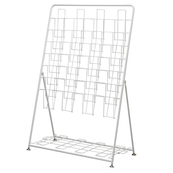 ■パンフレットスタンド 7段 4列（クアドラプル）【商品説明】A4サイズのパンフレットを7段4列に収納できる折りたたみ式のパンフレットスタンド。下にはストックが置けるラックがあります。使わないときは折りたたんでコンパクトに保管できます。＊ガ...