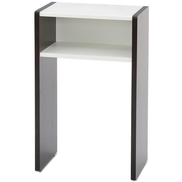 ■木製テレフォンテーブル※SHWA-002Dのメラミン変更後継品です（ダークBからダークNに変更）【商品説明】ダークとホワイトのツートーンのシンプルな木製テレフォンテーブル。電話台としてはもちろん、受付等での記入台としても使いやすい高さです...