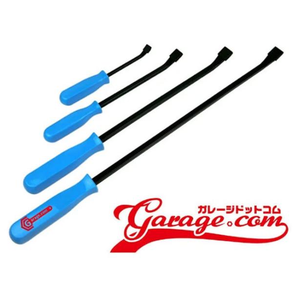 バール4本セットです。自動車や機械等のベルト張り調整やこじる際など、様々な用途で使用可能です。先端部は件業性を考慮し、アングル形状となっていますし、ゴムキャップ付です。異なるサイズの4本が1セットになっていますので、件業箇所に応じて使い分け...
