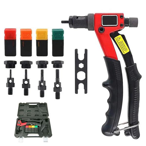 コンパクトなデザイン、収納ケース付きハンドナッターセット 片手でアルミ、スチール、ステン材質のカシメナットのナットのカシメ作業ができます。■商品仕様アルミ材質（M6まで）　　：M3，M4，M5，M6 スチール材質（M5まで）　：M3，M4，...