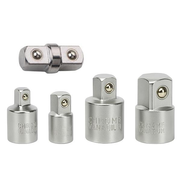 このアダプターセットあれば、お手持ちのラチットレンチはほとんどのソケットに対応できるようになります！■商品仕様 ・材　質：クロムバナジュウム ・重　量：約140g・入り数：5点セット※製品の仕様は予告なく変更することがあります。