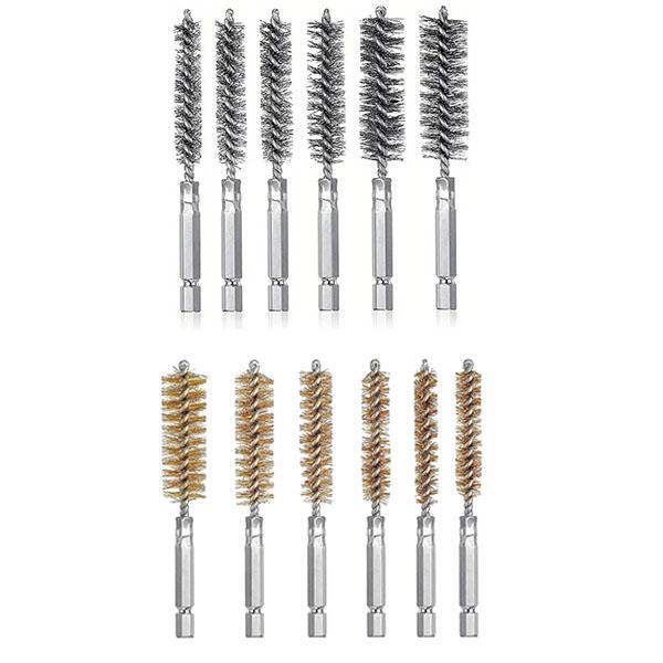 電動ドリルなどに適した6角ビットタイプのボアブラシ12本セットです。実用的なデザインで、狭い穴やエリアに簡単にアクセス可能。ポート、パイプ、ベアリング、シリンダー、ゴルフのホーゼル掃除などの清掃に使用できます。使い方は簡単で、ハンドツールや...