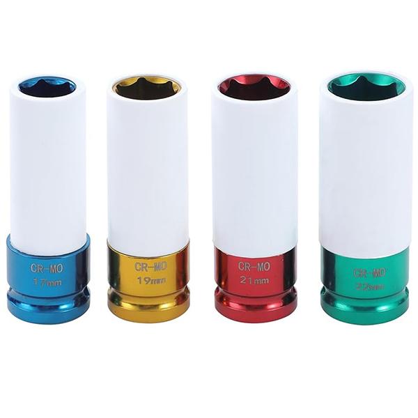 特　徴： インパクトレンチに対応の自動車ホイールナットの締め、緩めに使用する専用ソケットレンチ。プラスチックカバー付きなので、アルミホイールにキズ付きにくい。 サイズが一見で分かるよう、色分けされています。 ■商品仕様 ・差込角 ： 1/2...