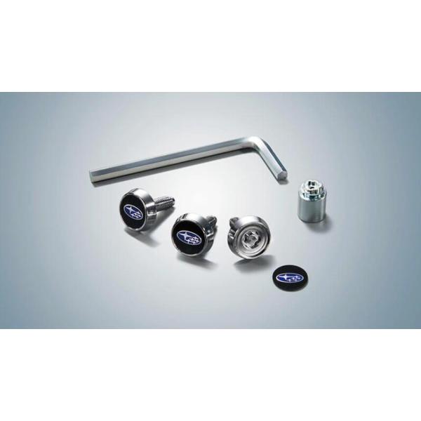 商品名：スバル クロストレック アクセサリーナンバープレートロックボルト ブランド名：スバル SUBARU  品番：J1077YA100 商品説明：六連星デザイン。窃盗被害が最も多いナンバープレートの盗難を防ぐナンバープレートロックボルト。...