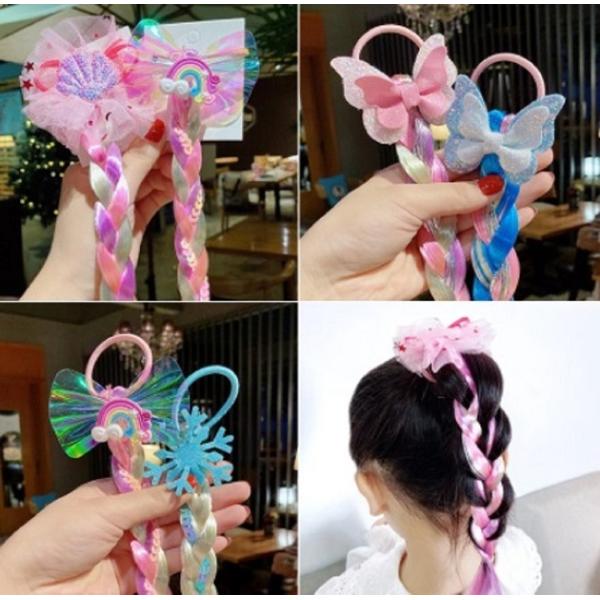 おしゃれでかわいい髪形に大変身♪カラフルでかわいい子供用の三つ編みエクステです。ゴム付きなので簡単に使える。ポニーテールやツインテールにそのまま付けるだけで簡単可愛い。地毛と一緒に編み込んでもgood。お出かけ、お祭り、お誕生日やクリスマス...