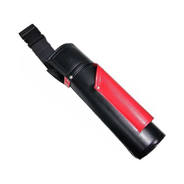 ハーネスにそのまま取り付けられるバックルタイプ。合皮製、シンプルなデザイン。右利き専用。