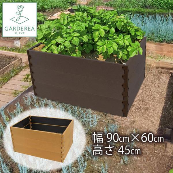 【商品名】レイズドベッド【サイズ】幅90cm 奥行60cm 3段 高さ45cm【カラー】カントリーパイン、ダークブラウン、ライトブラウン　※ピンは共通でシルバー【材質】本体:樹脂　ピン:鉄【セット内容】レイズドベッド3段・コーナー用 L型ピ...