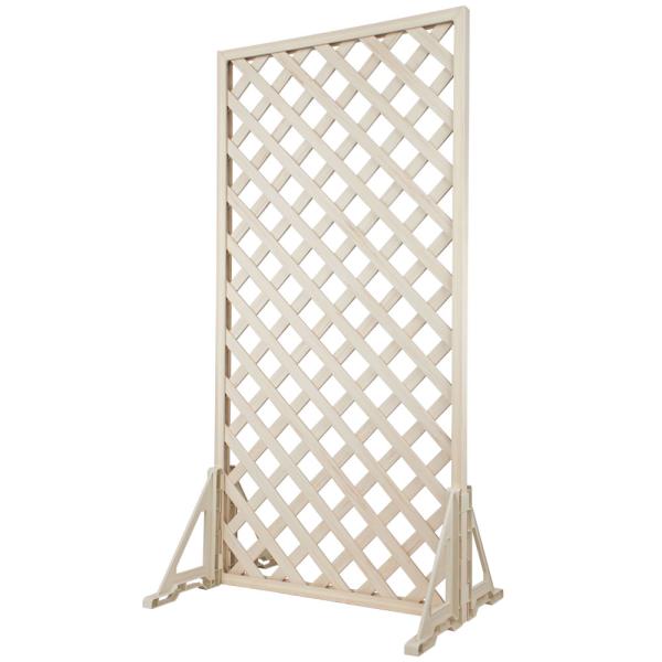 【商品名】スタンド式ラティス　高さ180cm【サイズ】高さ180cm　幅90cm　奥行約64.5cm  縦横・裏表自在【セット内容】ラティス1枚、スタンド4個(2個入り×2セット)【重量】約8.4kg【カラー】(アイボリー)ホワイト、ナチュ...