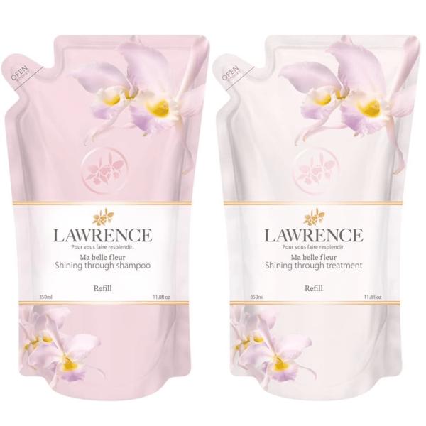 【商品】ロウレンス シャイニングスルー シャンプー350ml＆トリートメント350ml 詰替セット品【商品説明】優れた洗浄力と濃密泡でシリコンの堆積を防ぎ、一度洗いでしっかり洗浄できるノンシリコンシャンプー。トリートメントが浸透しやすい“ク...