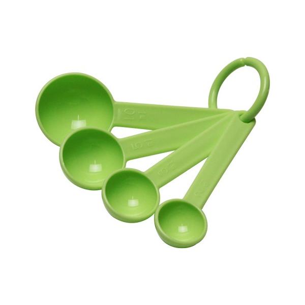 【特徴】4種類のスプーンがセットになっていて、計量に大変便利です。【用途】計量スプーン。【仕様】●サイズ：2ml・3ml・5ml・10ml。●色：グリーン。【サイズ】幅：110mm高さ：165mm奥行き：20mm重量：15g