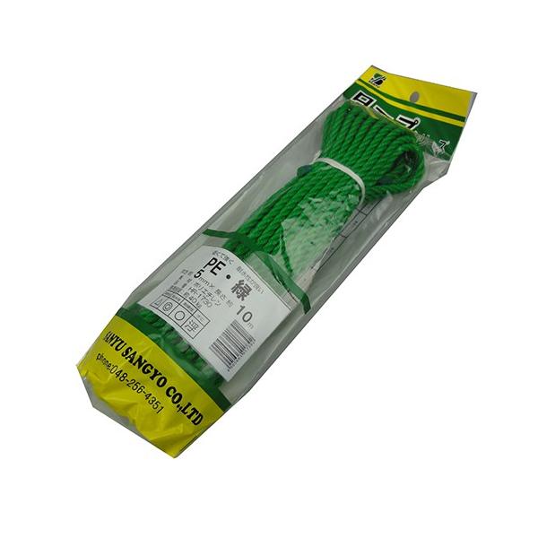 【特徴】固くて強く、耐水性が良いです。【用途】荷物の固定・梱包用。【仕様】●サイズ(約)：太さ5mm×長さ10m。●使用目安：約40kg。【材質】●ポリエチレン。