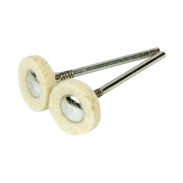 【特徴】金属の狭い箇所のつやだしに最適なバフです。【用途】金属、宝石、ガラスの超仕上げ、みがき、つやだし(要研磨剤)。【仕様】●シャフト径：2.35mm。●形状：ディスク型。●2本入。●適合機種：No.28511・28515・28525・2...