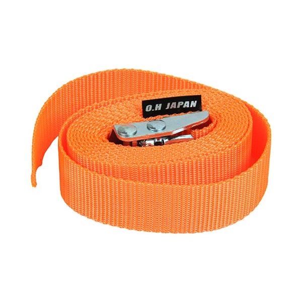 【特徴】スチール製強力型カムバックル採用で安全性が大幅に向上しました。高品質、耐久性に優れた日本製ベルトを使用しています。【用途】自動車・トラックでの脚立等の搬送、固定。【仕様】●ベルト幅：25mm。●巻取り側ベルト長さ：2m。●破断荷重：...