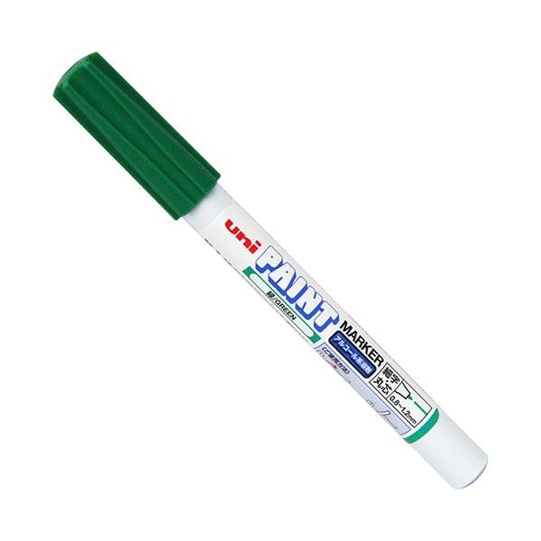 【特徴】速乾性・環境対応に優れたペイントマーカーをお望みのお客様に最適です。キャップの逆挿しにも対応しています。【用途】金属・ガラス・プラスチック・ゴム・木材へのマーキング。【仕様】●色：緑。●：細字。【材質】●軸材質：アルミ。●ペン芯：ア...