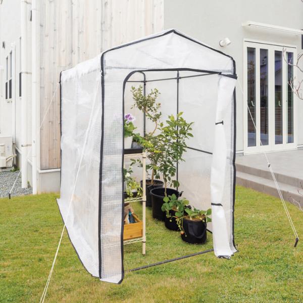 ■商品名：ウォークイン温室 特大■コード：30846000寒さや霜から植物を守る！開閉しやすく、使いやすい温室です。横開閉ができるので、植物の出し入れがしやすい。【商品詳細】サイズ：約幅122cm×奥行186cm×高さ190cm材質：［本体...