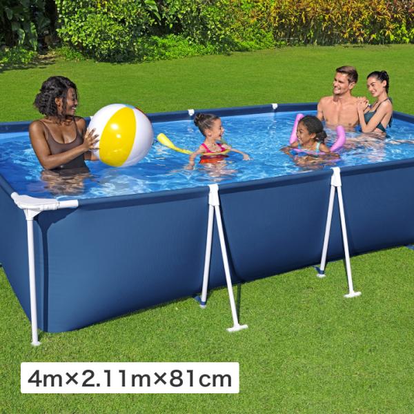 ■商品名：グランドプール 4m×2.11m×81cm■コード：30874300組立式の大型家庭用プール【商品詳細】構造 ：組立品材質 ：スチール、塩化ビニル樹脂、ABS樹脂、ポリプロピレン、ポリエステルサイズ ：約幅466cm×奥行276c...