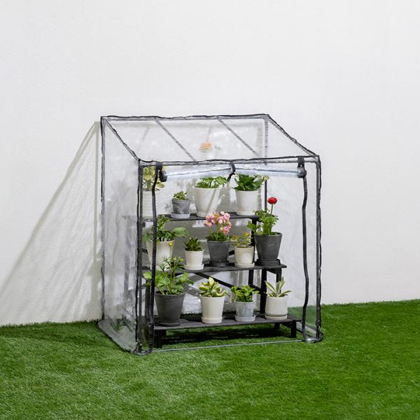 ■商品名：ビニール温室 フラワースタンド用 チャコールグレー■商品コード：56010300寒さや霜から植物を守る！開閉しやすく、使いやすい温室です。【商品詳細】サイズ：約幅96cm×奥行70cm×高さ111cm重量：約1.6kg材質：［本体...