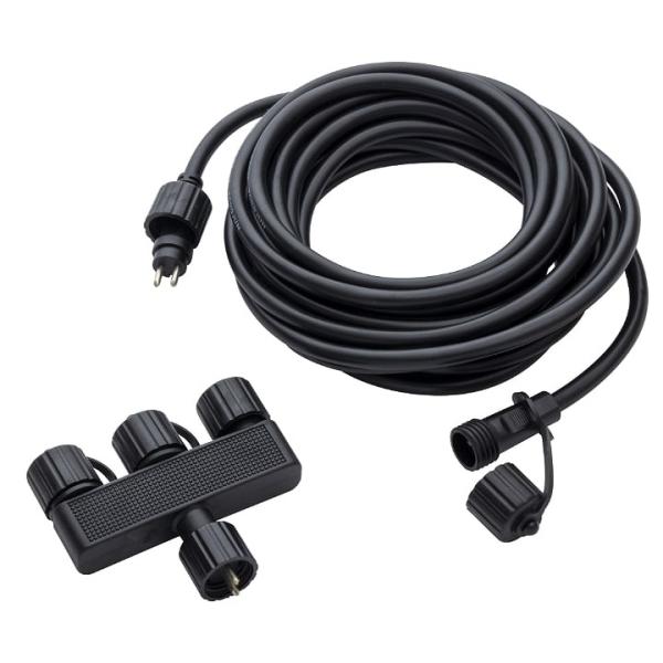 ■商品名：ひかりノベーション 延長コード (5m) 分岐コネクター付■コード：75703900【商品詳細】■延長コードサイズ：約5m材質：PVCカラー：ブラック使用環境：屋外■分岐コネクターサイズ：約幅5.5×奥行2×6.5cm材質：PVC...