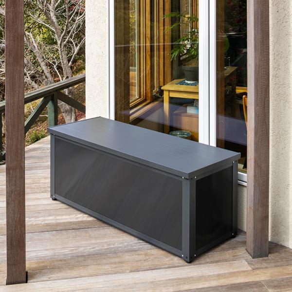 ■商品名：アルミ収納ベンチ120■コード：98911900アルミ製の丈夫な収納ベンチ【商品詳細】サイズ：約幅120cm×奥行46cm×高さ48.5cm［座面高さ］約48.5cm［有効内寸］約幅111cm×奥行35cm×高さ41cm重量：約1...