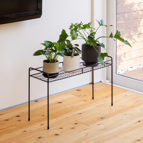 ■商品名：シンプルプラントスタンド スクエア M■コード：98916400インテリアにも映えるプラントスタンド。フチがあるので鉢が落下しにくい、小さな鉢も置けるメッシュ構造。【商品詳細】サイズ：約幅60.5cm×奥行20.5cm×高さ35c...