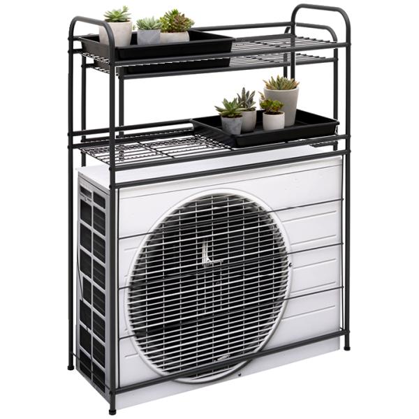 ■商品名：室外機ラック 2段■コード：98922500室外機カバーに、ラックが付いた使い勝手のよさが魅力。ベランダやバルコニーなど省スペースにもおすすめです。【商品詳細】サイズ：約幅85.6cm×奥行33.6cm×高さ112cm材質：スチー...