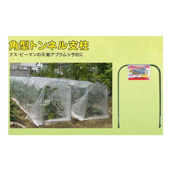 手軽に作れる防虫ネット付きトンネル支柱のセットです。初心者の方でも簡単に作れ、気軽に家庭菜園を楽しめます。有機栽培での無農薬有機野菜作りに最適です。高さ120cmｘ幅90cmの大型角型トンネル支柱。0.8mm目合いのネットで、細かい害虫まで...