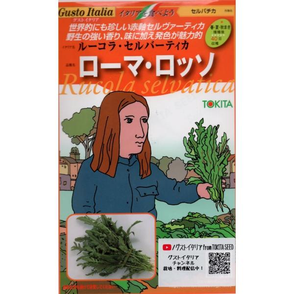 葉脈の紅色は高温期でも発色するように育成した世界的にも珍しい品種。サラダに使うと料理を引き立てる。風味はローマと同等。パスタやピッツァの仕上げに使うと余熱で香りが際立つ。一般的な「ルーコラ・ロケット」とは別種。