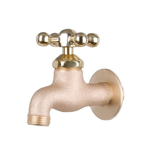 【商品名】 スタンダード蛇口　十字　真鍮 [f-201]【メーカー名】 オンリーワン【サイズ】 Ｗ５０×Ｈ８５×Ｄ１００　吸水口内径：φ１３　パッキン：コマ１３mm【重さ】 約０．４ｋｇ【材質】 青銅【カラー】 真鍮色【生産国】 日本【製品...