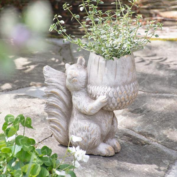 【商品名】ソーニョポット リス B【メーカー名】DELLKI（デルキ）【カタログサイズ】W200×D130×H210mm/内径Φ70mm【実測重量】約2.5kg【材質】セメント【カラー】アンティーク【生産国】中国