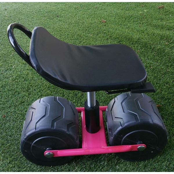 ◎極太タイヤで安定した作業ができます。　◎油圧式なので、上下調整がレバー操作で簡単にできます。◎座面は360度回転します。◎クッション性が良く長時間の作業も　疲れにくい仕様になっています。■サイズ■本体：48×21×41cm座面：34×21...