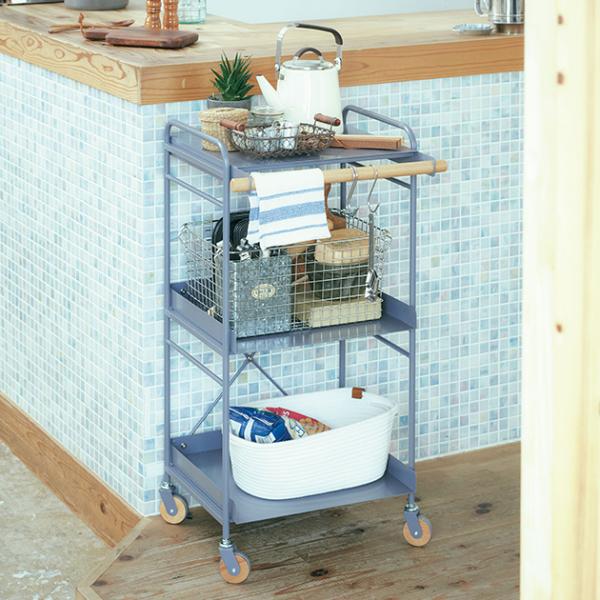 [材質]:・フレーム：ビーチ材・カゴ：スチール[カラー]:グレー、ホワイト[商品サイズ]:幅45.5cm×奥行き46cm×高さ85cm[パッケージサイズ]:790/400/165/mm[生産国]:中国[特徴]:■仕様・キッチンにあと少し欲し...