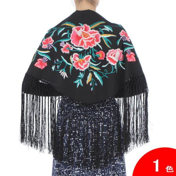 [スペイン直輸入](フラメンコ・スペイン・ダンス・踊り・バレエ・ベリーダンス・ショール・マントン・シージョ・刺繍)