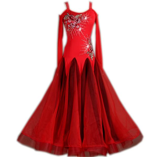 ストレッチ素材で動きやすく、発表会、競技、練習などにおすすめのレディースモダン社交ダンス衣装です。伸縮性がありとても着心地が良いワンランク上の生地を使用しています。ぜひお楽しみにしてください。[サイズ/cm] S/　　着丈125　バスト78...